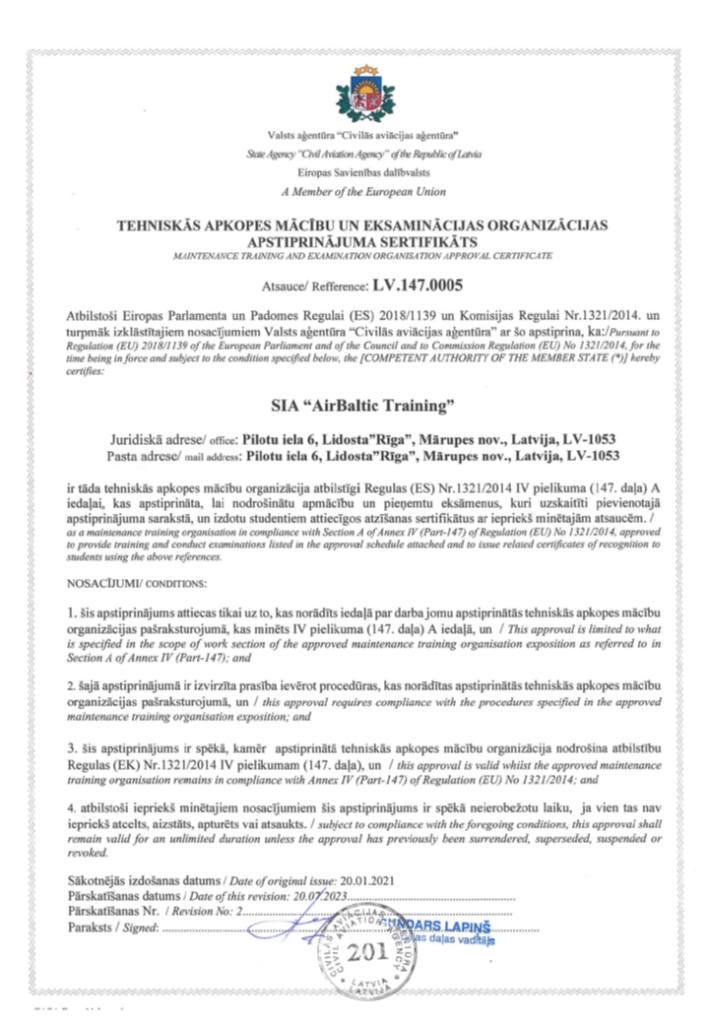 Maintenance Training Organisation (MTO) - airBaltic Training